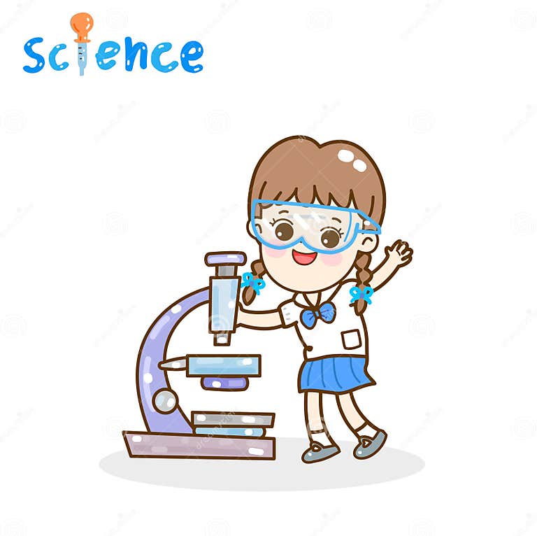 Cartoon Kids Learning Science Classroom. Stock Illustration ...
