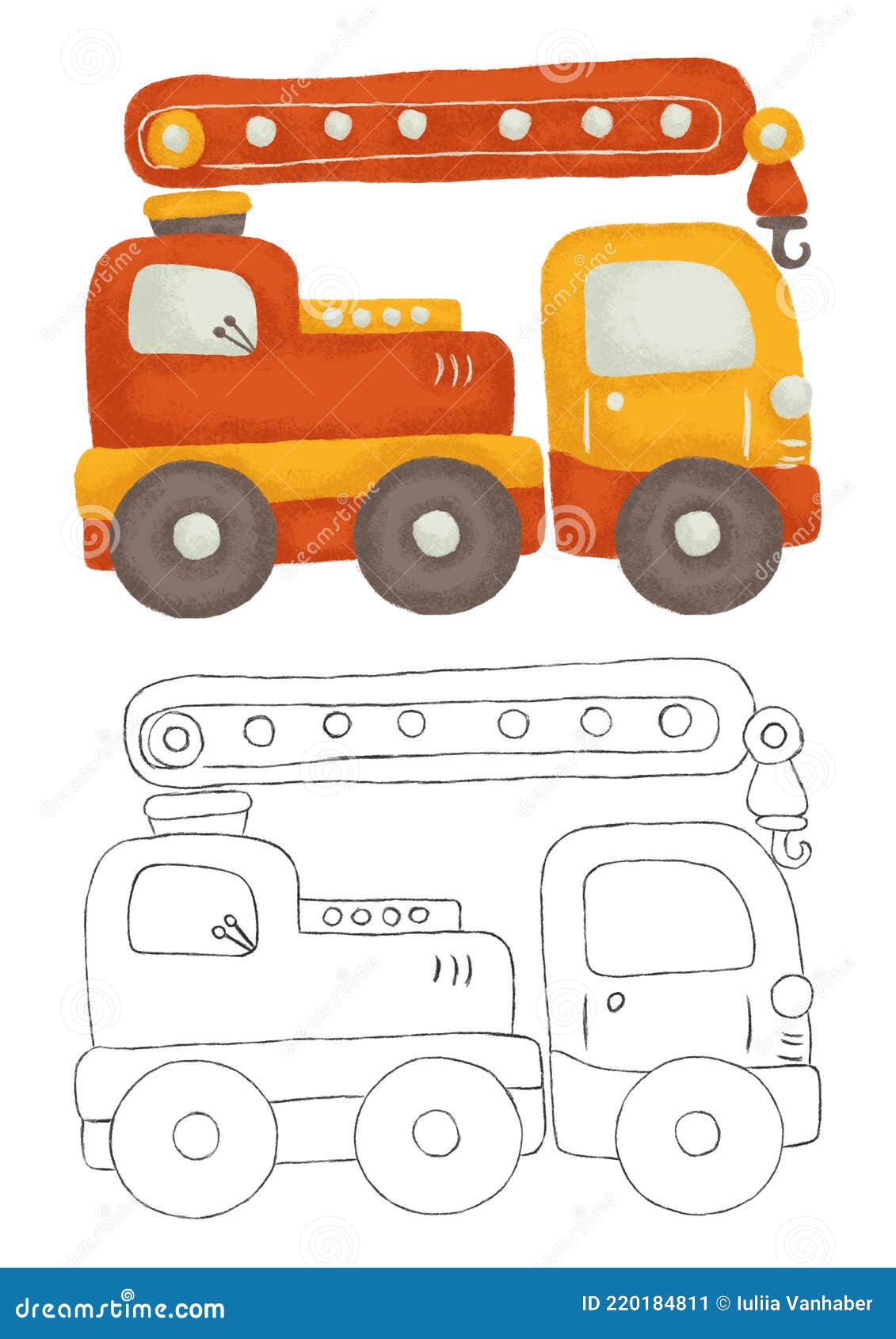 Cartoon Kids Loader Outline. Construction Machine Stock Illustration ...