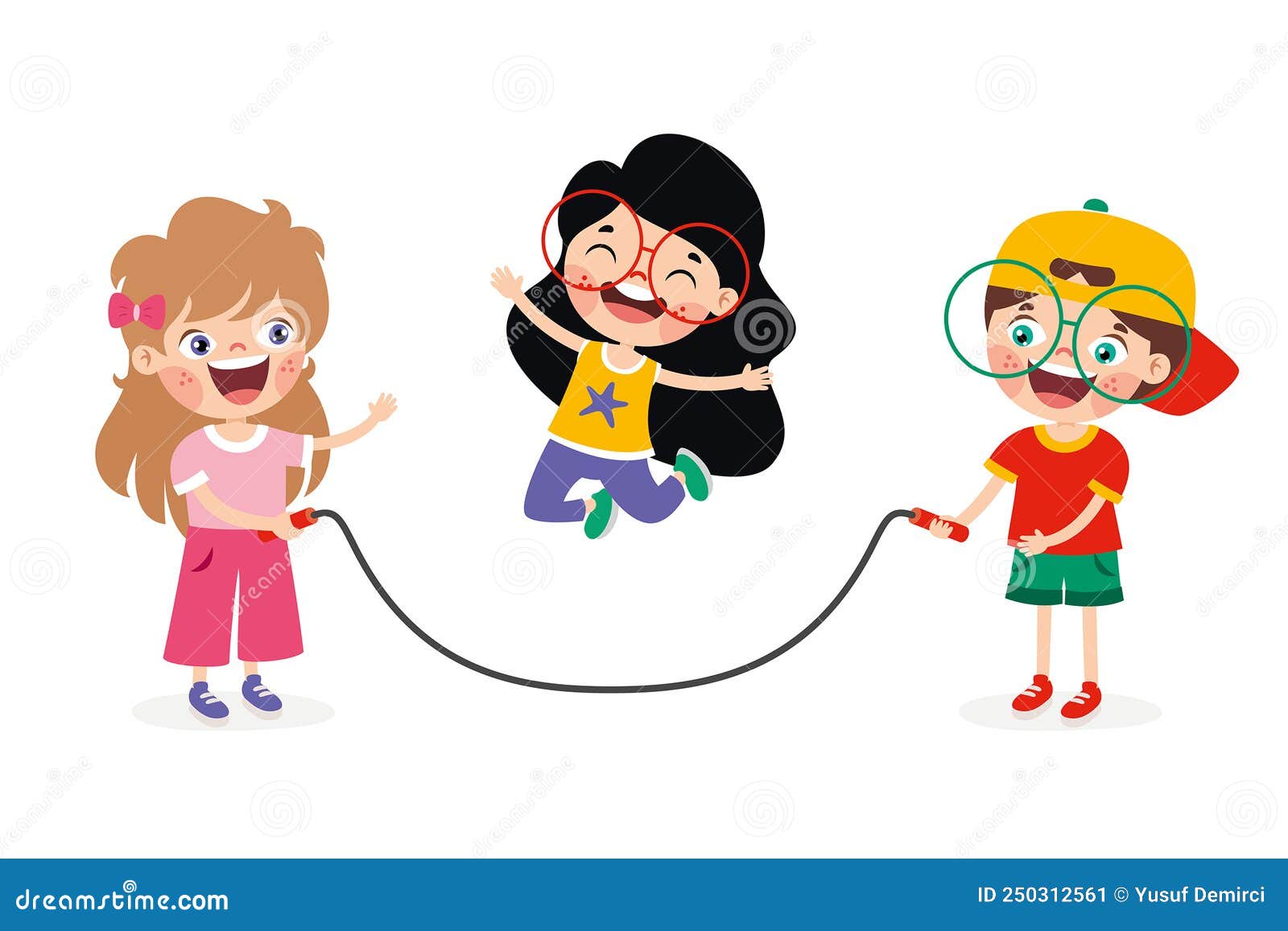 Cartoon Kids Playing Jumping Rope Stock Vector - Illustration of youth ...