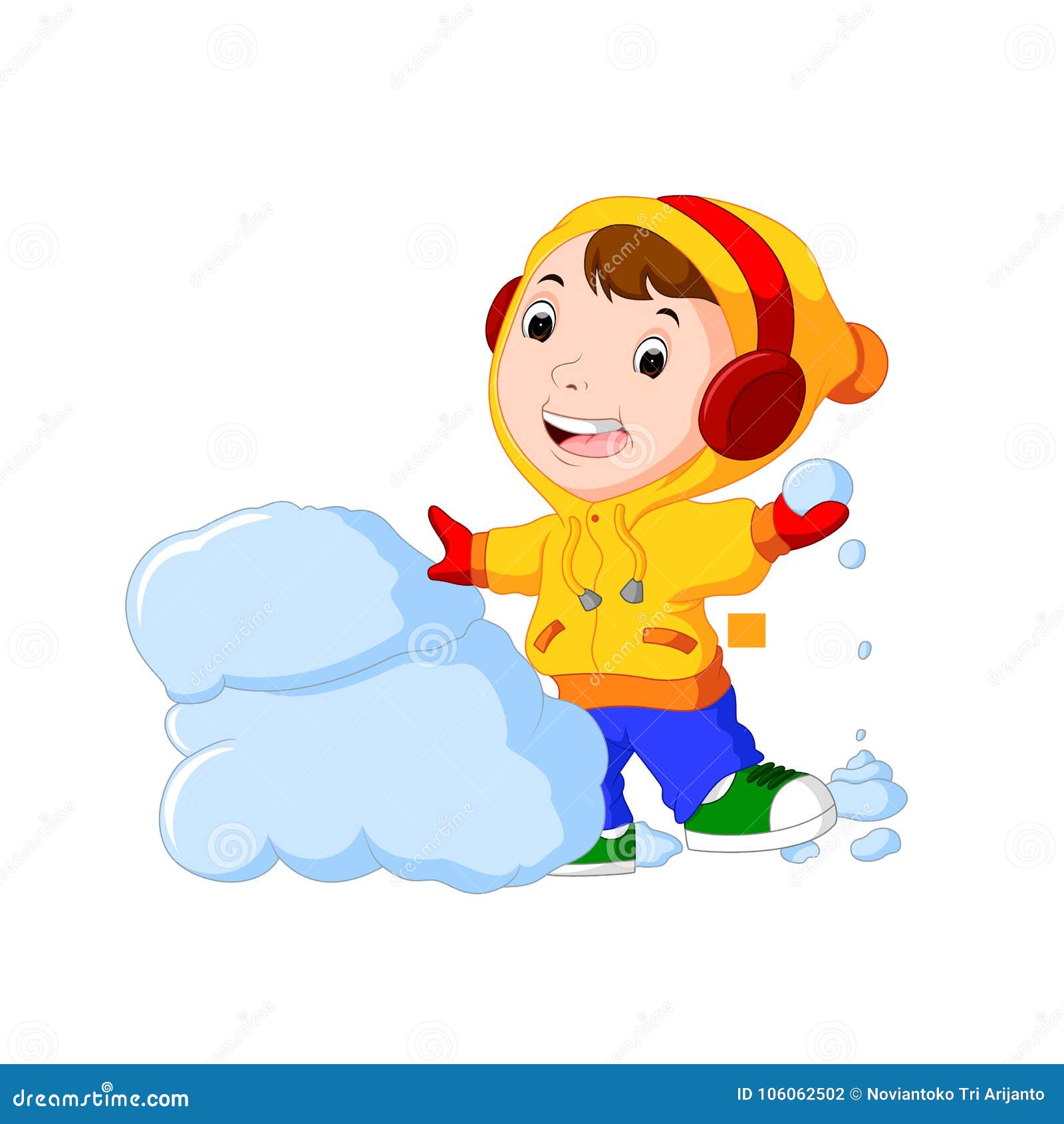 Cartoon Kids Playing with Snow Stock Vector - Illustration of people ...
