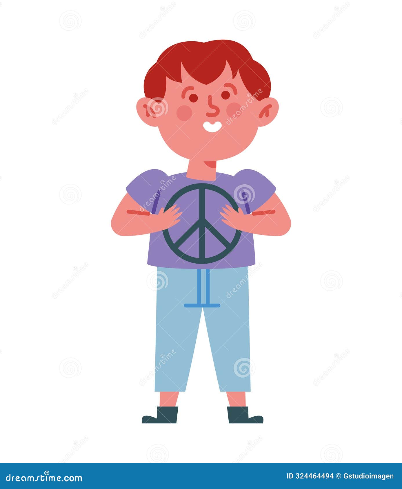 Cartoon Kids Posing with Peace Sign Stock Illustration - Illustration ...
