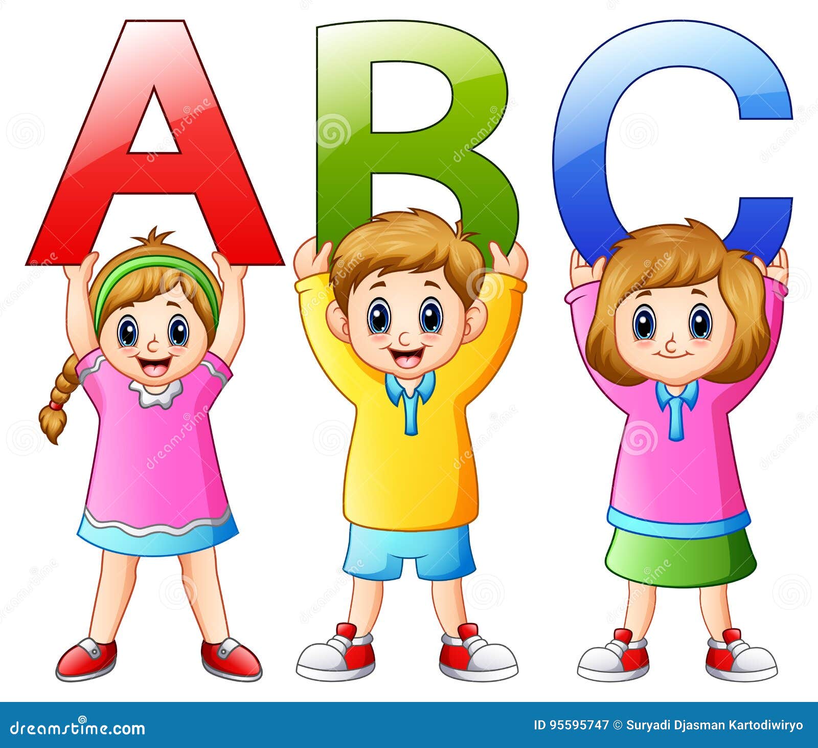 Cartoon Kids Showing Alphabets Stock Vector - Illustration of colorful ...
