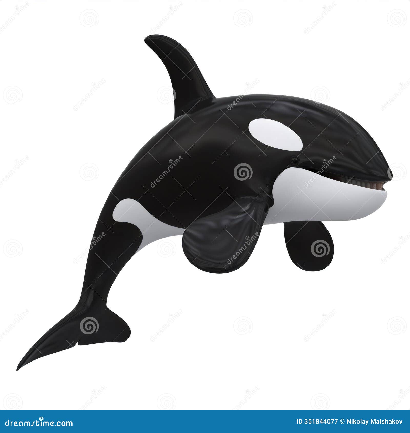 3D Illustration of a Cartoon Orca Jumping and Showing Its Teeth ...