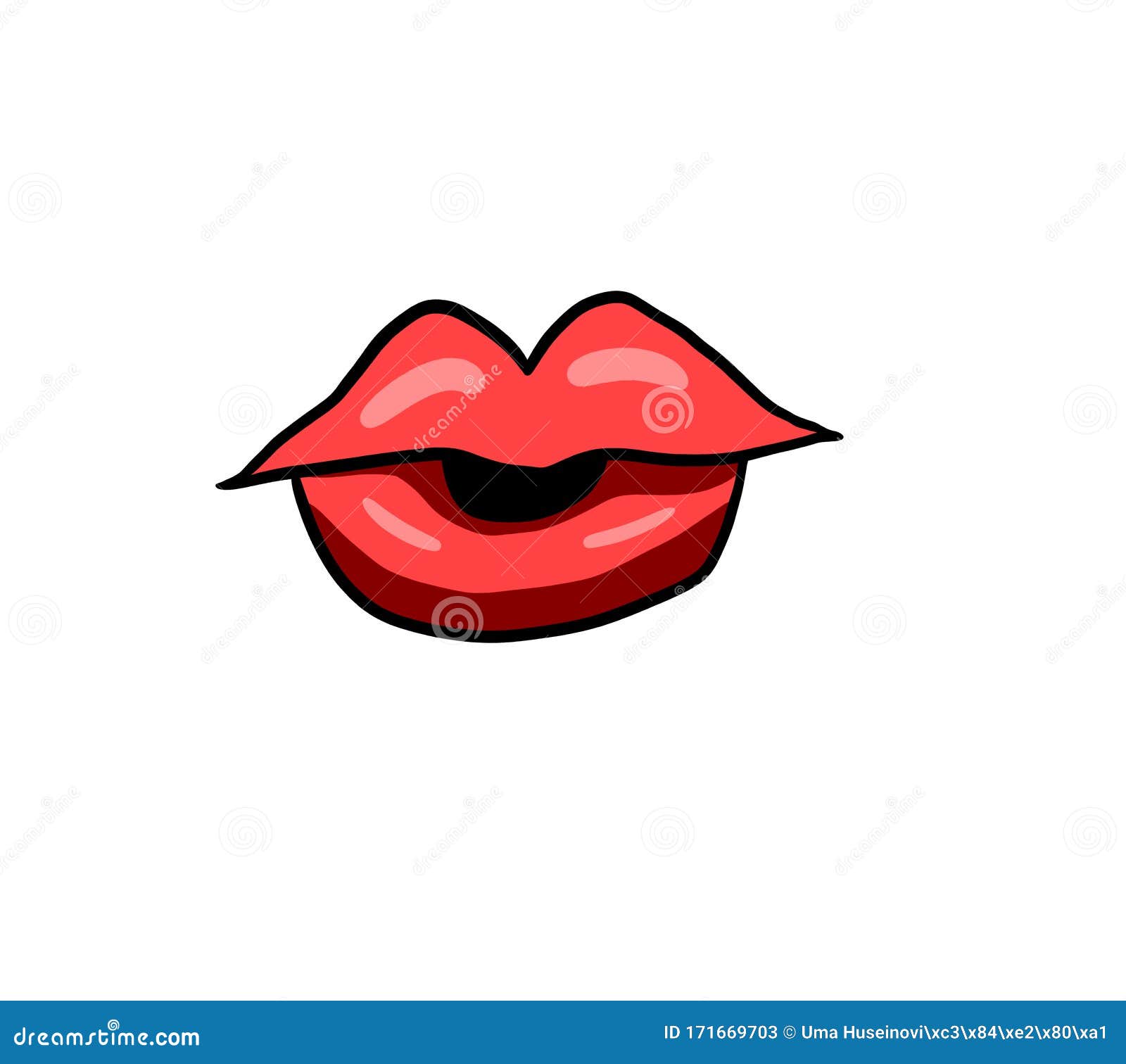 Cartoon Kissable Bright Red Lips Stock Illustration - Illustration of ...