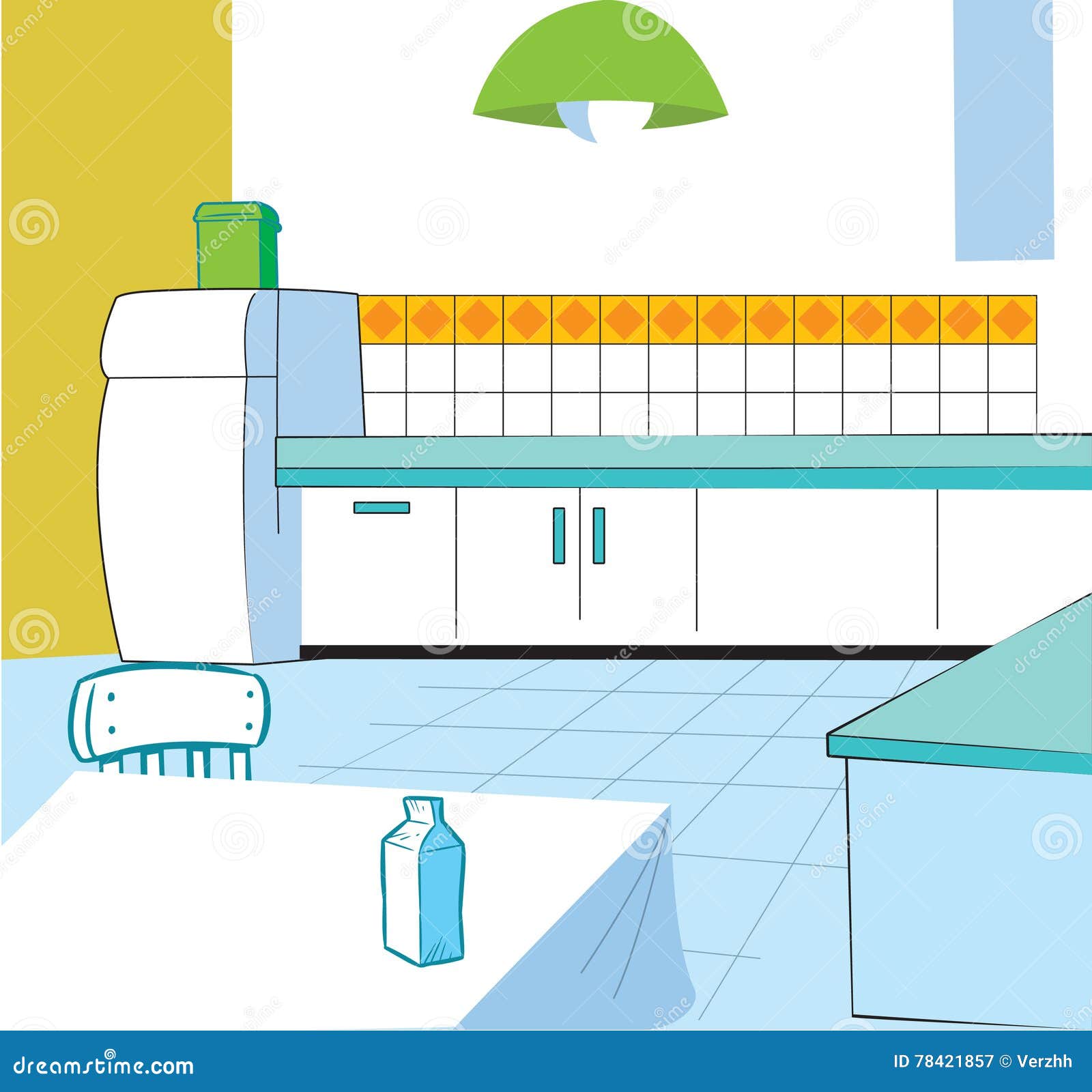 Cartoon kitchen interior stock vector. Illustration of flat - 78421857