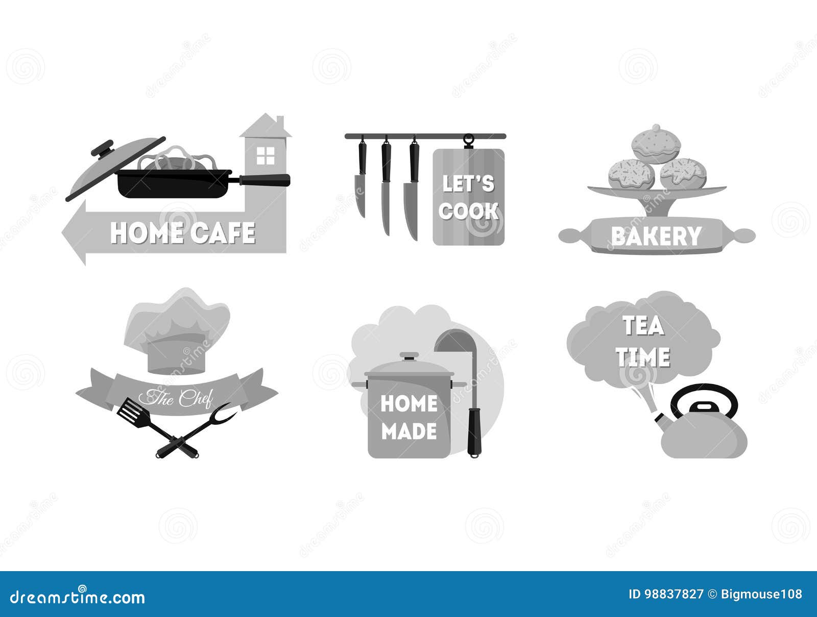 Cartoon Kitchen Labels Set. Vector Stock Vector - Illustration of ...