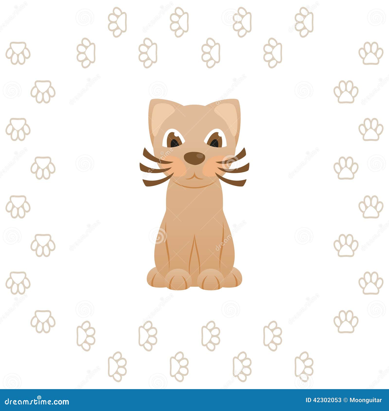 Cartoon Kitty, Cat in Frame of Animal Footprints, Vector Stock Vector ...