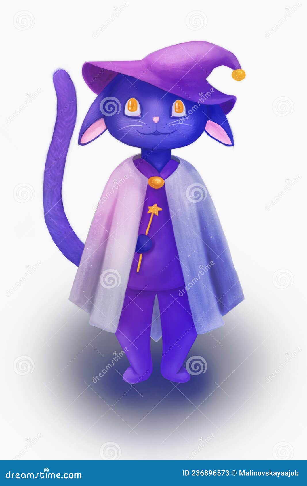 Cartoon kitty wizard stock image. Illustration of costume - 236896573