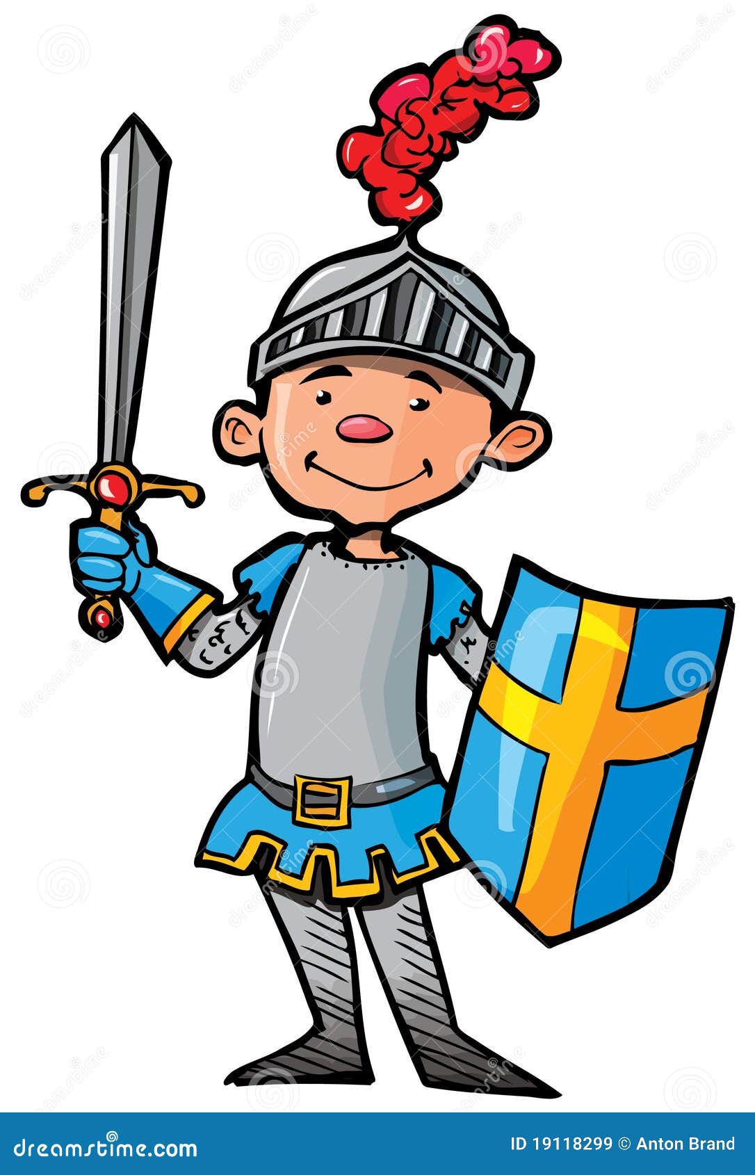 Cartoon Knight in Armour with a Sword Stock Vector - Illustration of ...