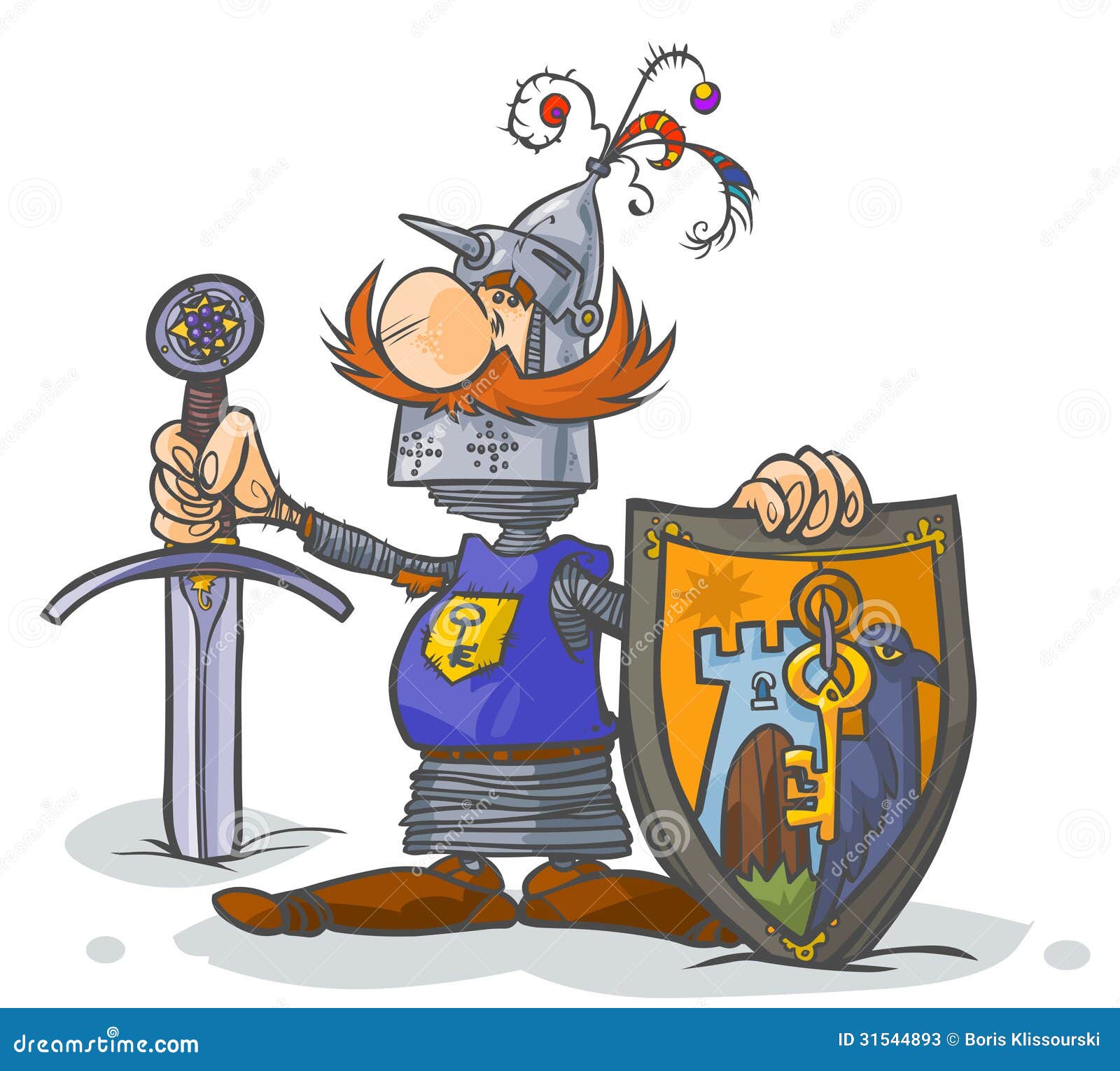 Cartoon Knight with Coat of Arms Stock Illustration - Illustration of ...
