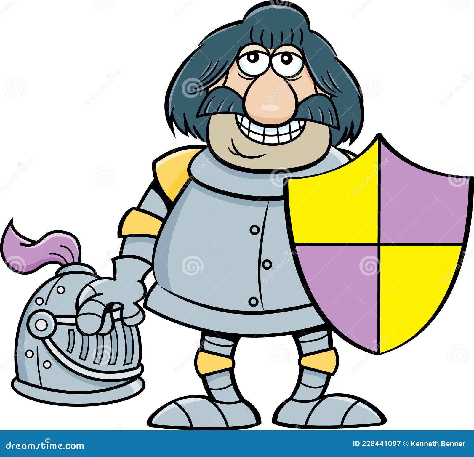 Cartoon Knight in a Suit of Armor Holding a Shield. Stock Vector ...