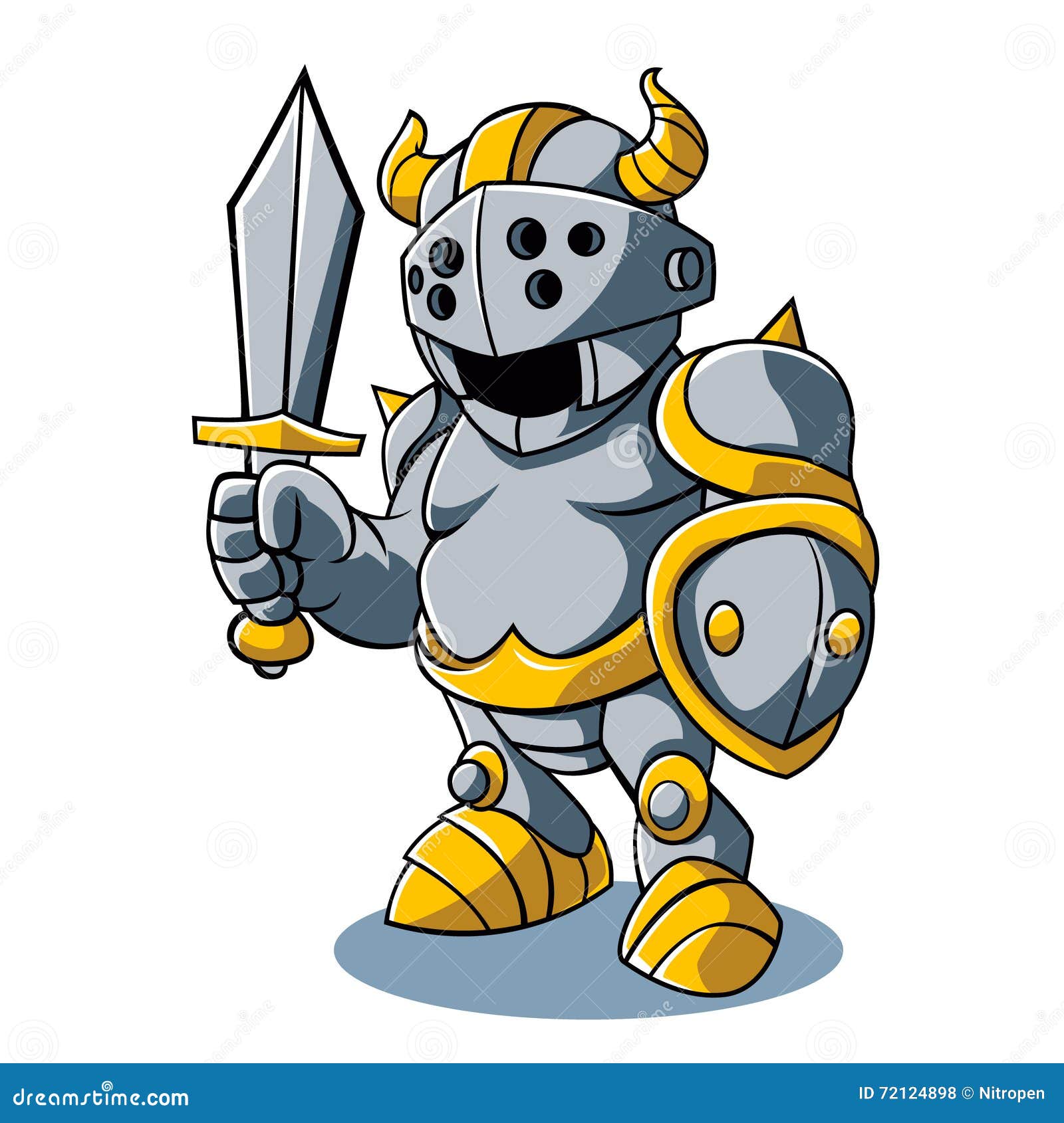 Cartoon Knight with Swords Shield Helmet Army Uniform Stock Vector ...