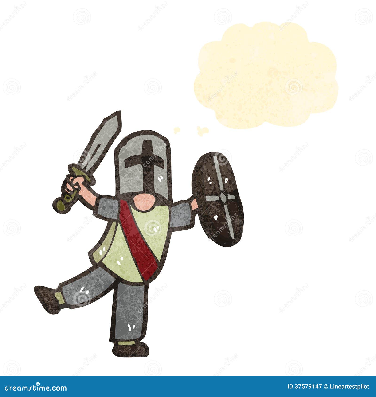 Cartoon Knight with Thought Bubble Stock Vector - Illustration of hand ...