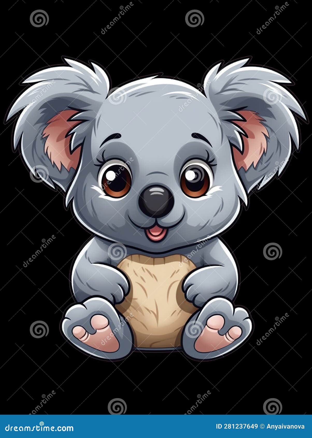 A Cartoon Koala Bear Sitting on the Ground. Generative AI Image. Stock ...