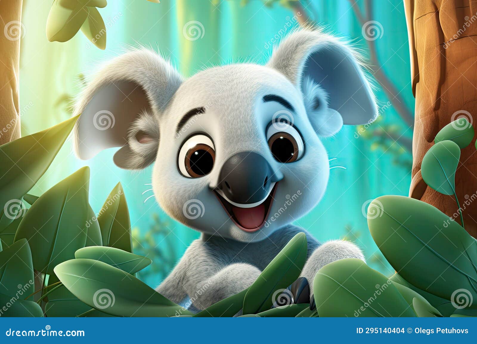 A Cartoon Koala with Big Eyes and a Smile on His Face. Generative Ai ...
