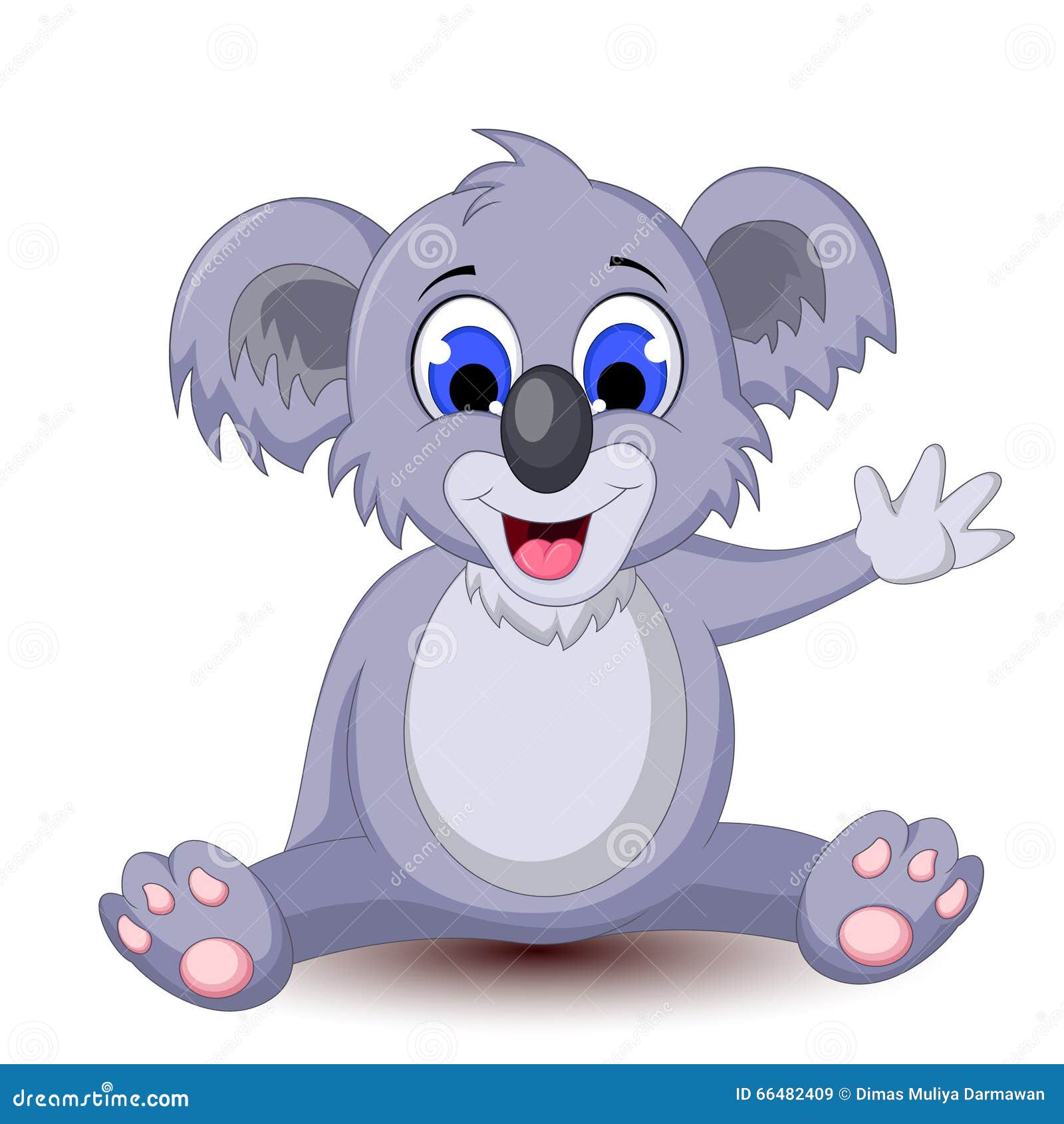 Cartoon Koala Sitting with Waving Hand Stock Illustration ...