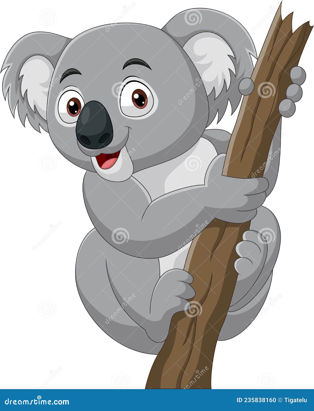 Cartoon Koala on a Tree Branch Stock Vector - Illustration of ...