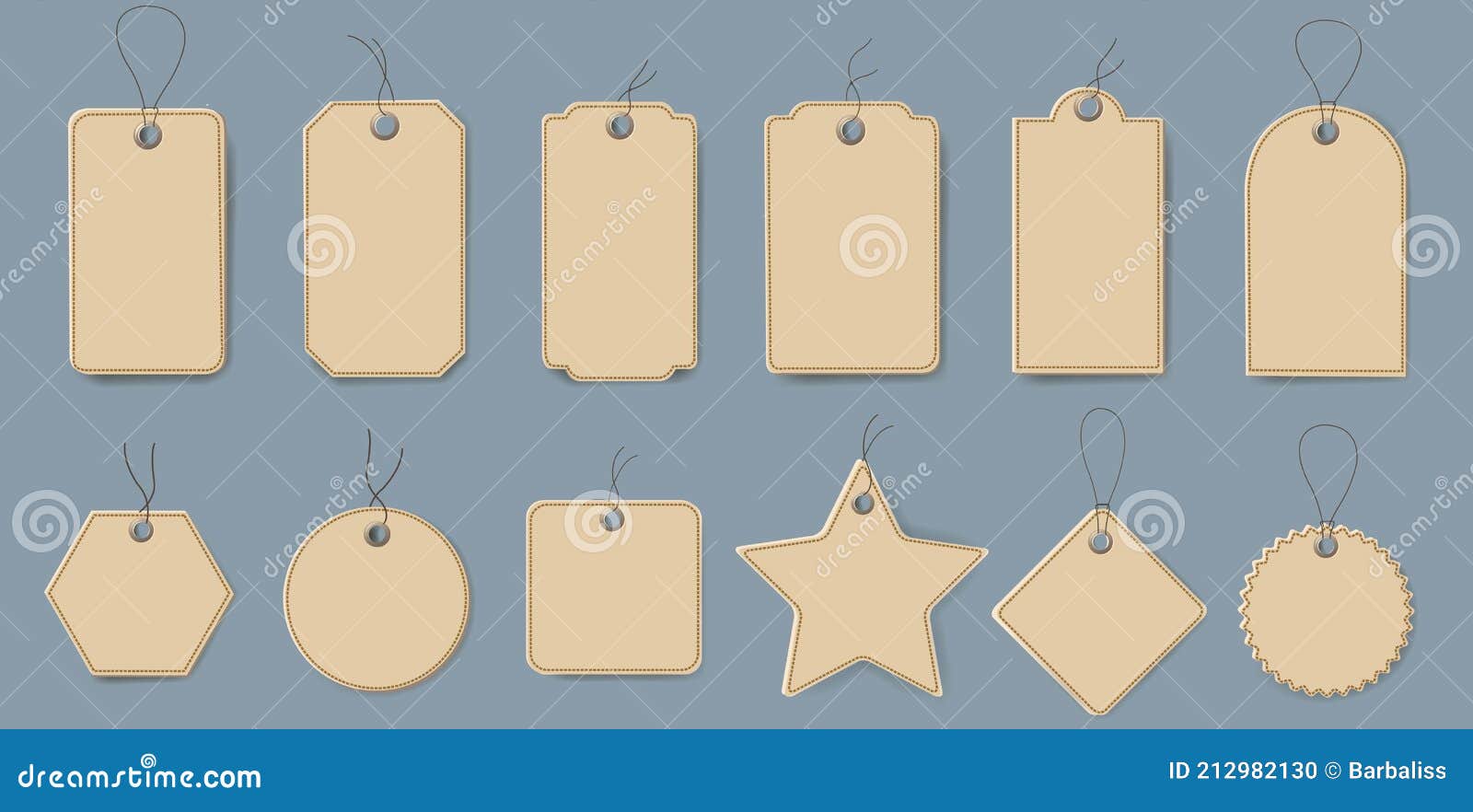 Cartoon Labels Set Isolated Grey Background Stock Vector - Illustration ...