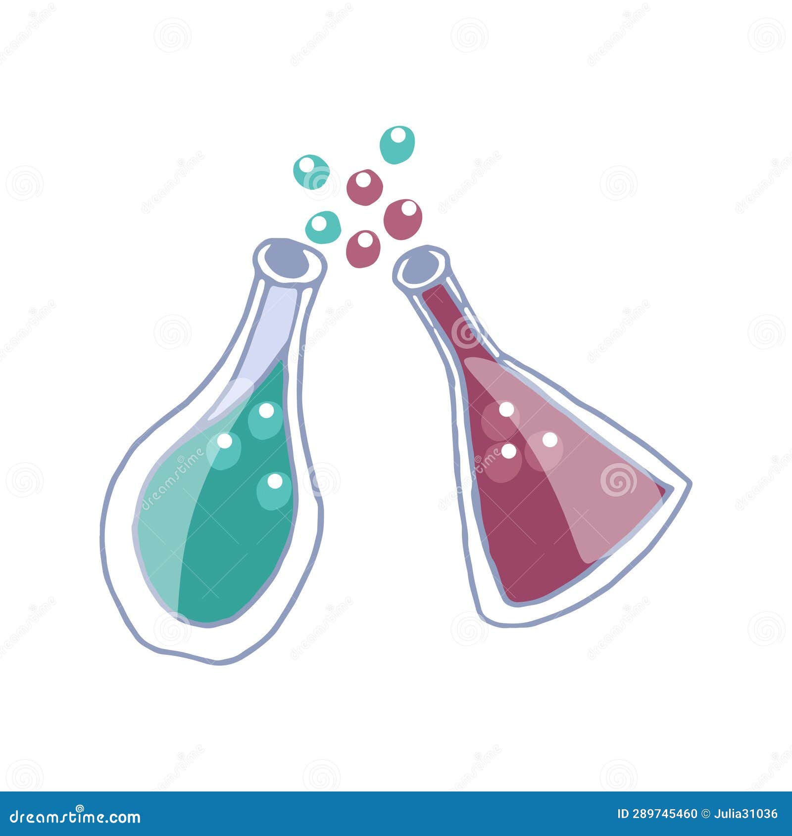 Cartoon Laboratory Glass Flasks with Colored Chemical Stock Vector ...