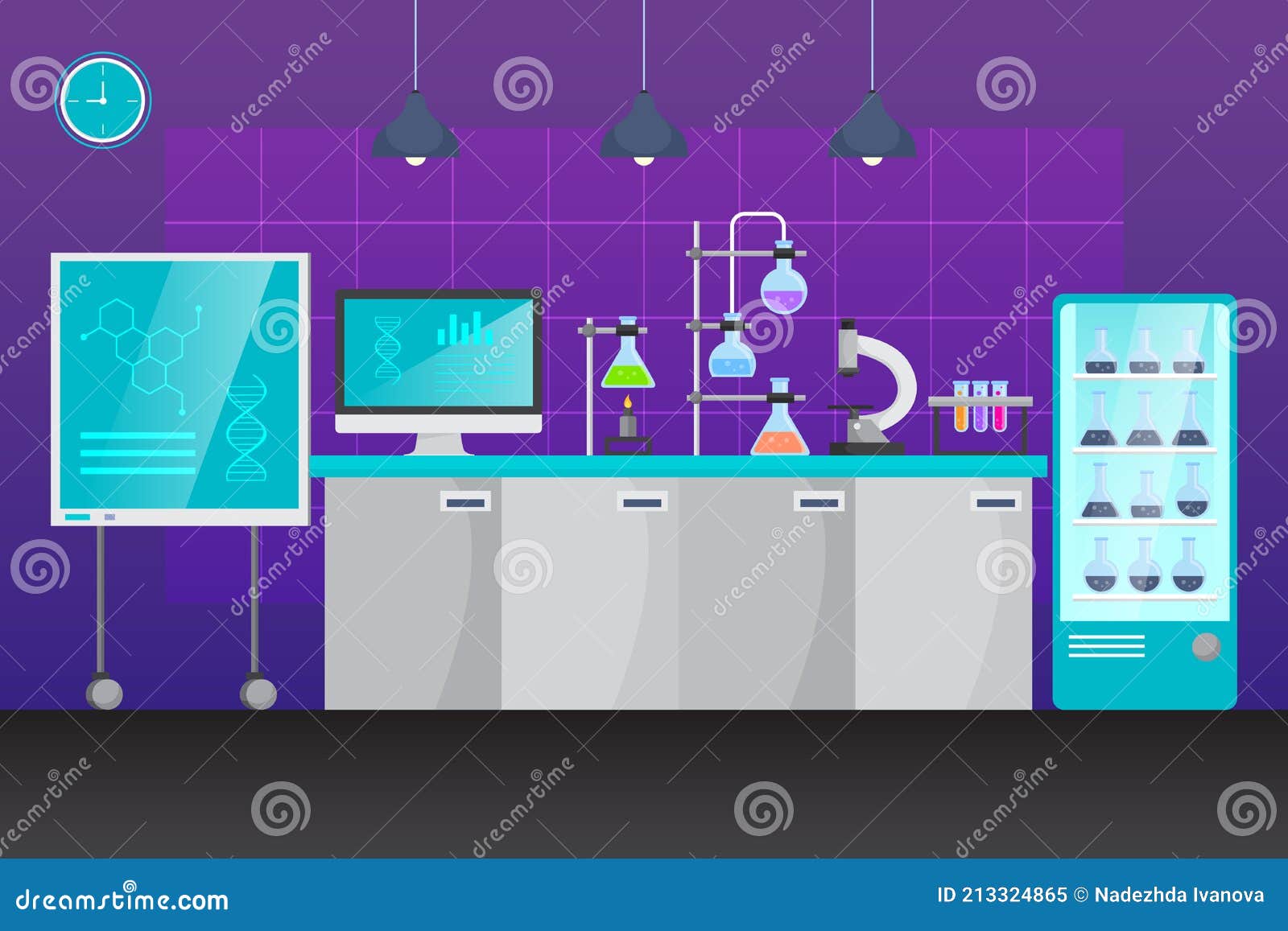 Cartoon Laboratory Room Illustration Vector Illustration. Stock Vector ...