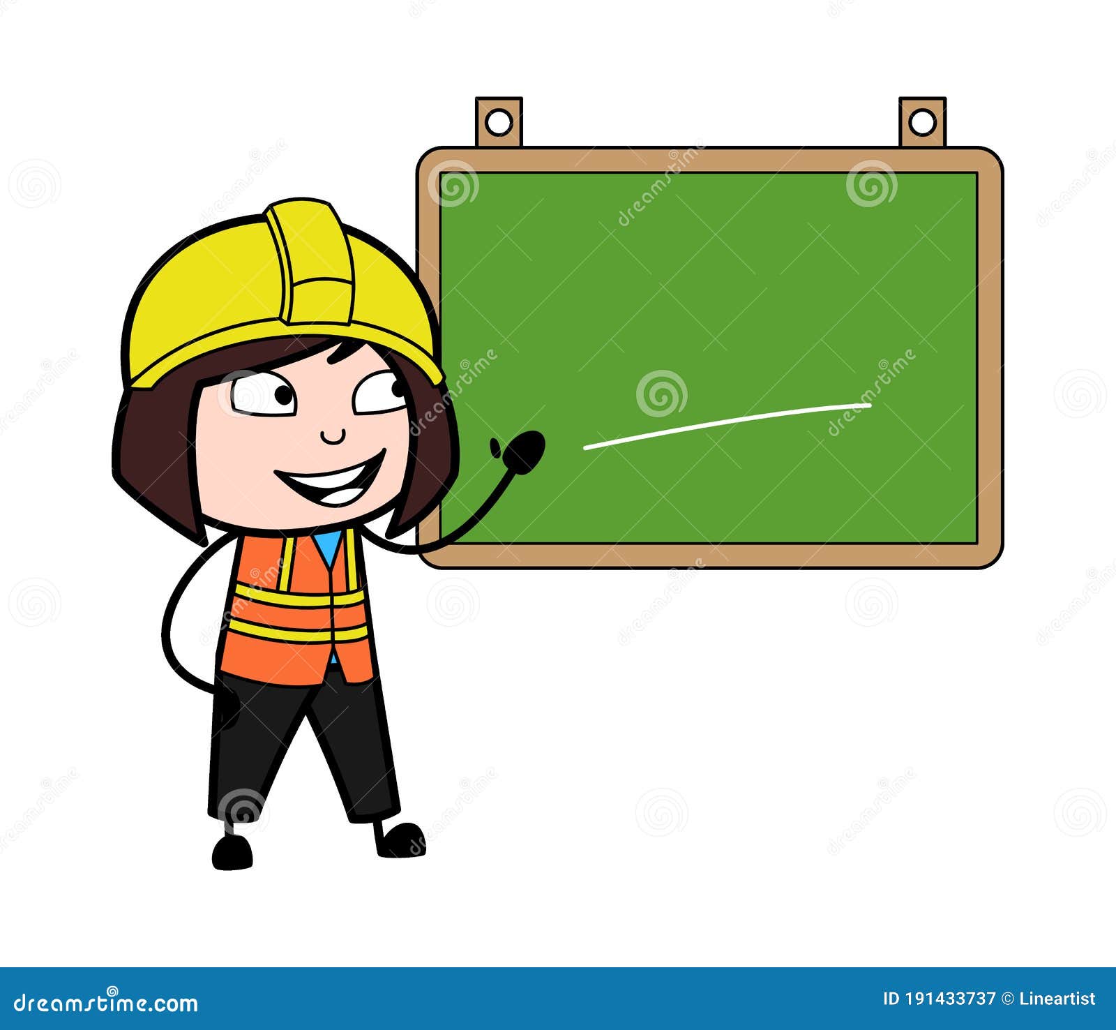 Cartoon Lady Engineer with Classroom Board Stock Illustration ...