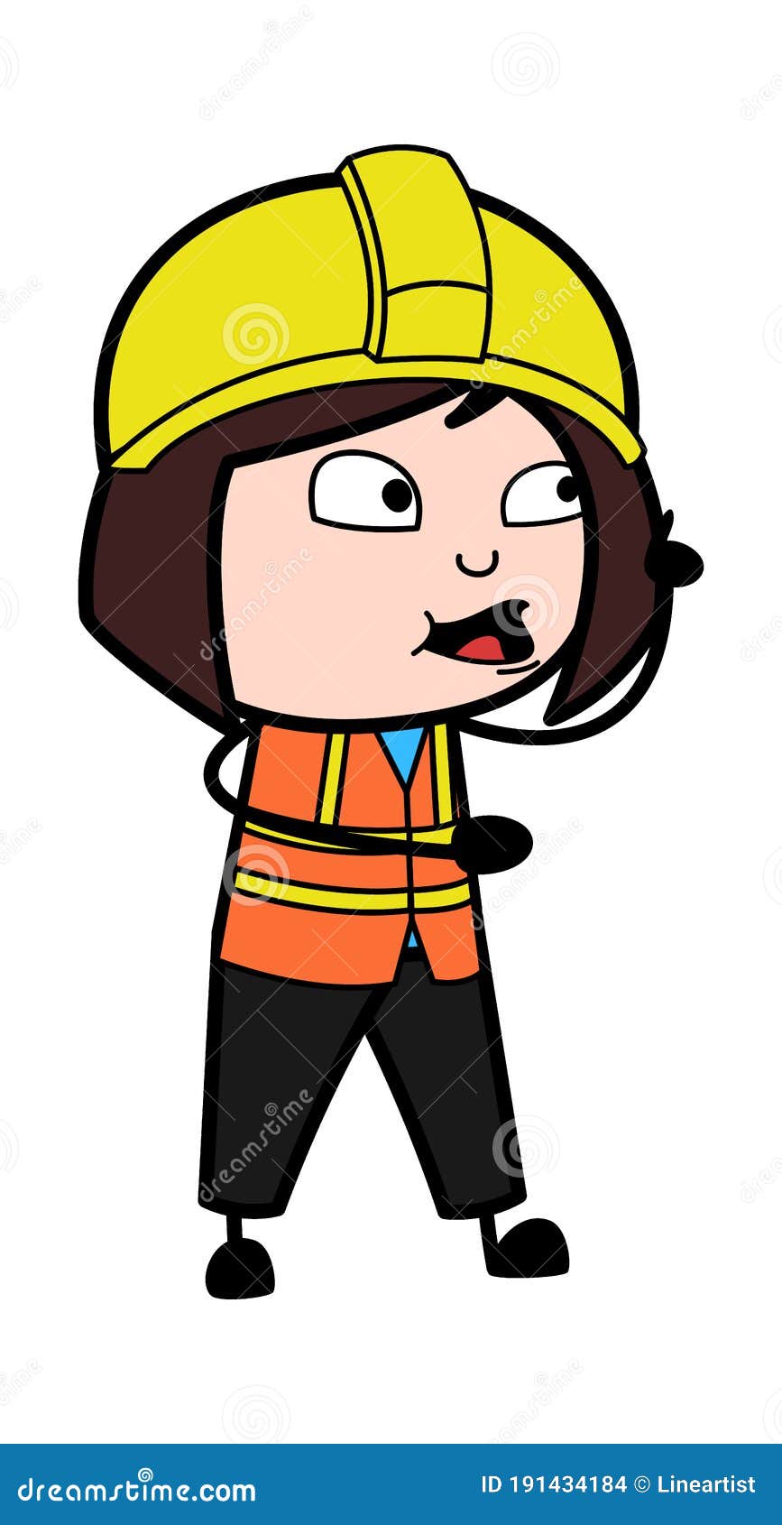 Cartoon Lady Engineer Communicating Stock Illustration - Illustration ...
