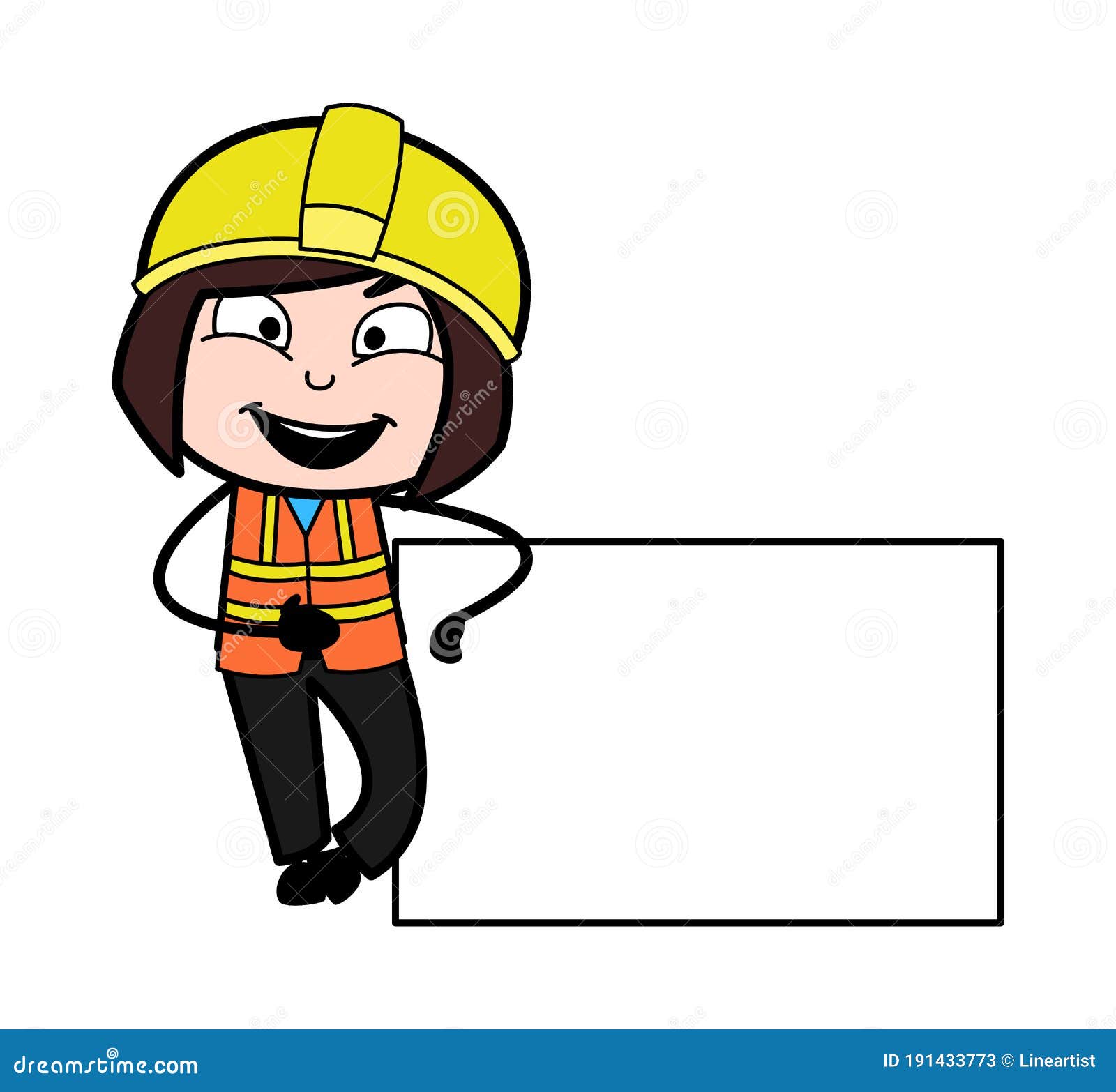 Cartoon Lady Engineer with Empty Banner Stock Illustration ...