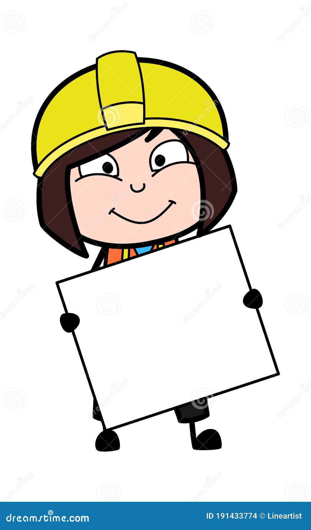 Cartoon Lady Engineer Holding a Banner Stock Illustration ...