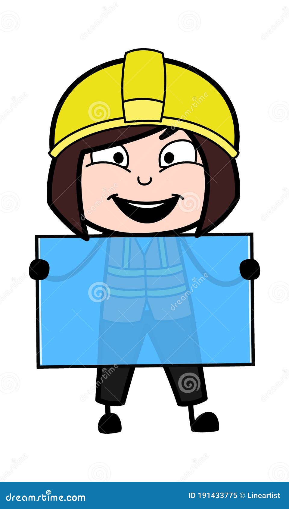 Cartoon Lady Engineer Holding a Glass Banner Stock Illustration ...