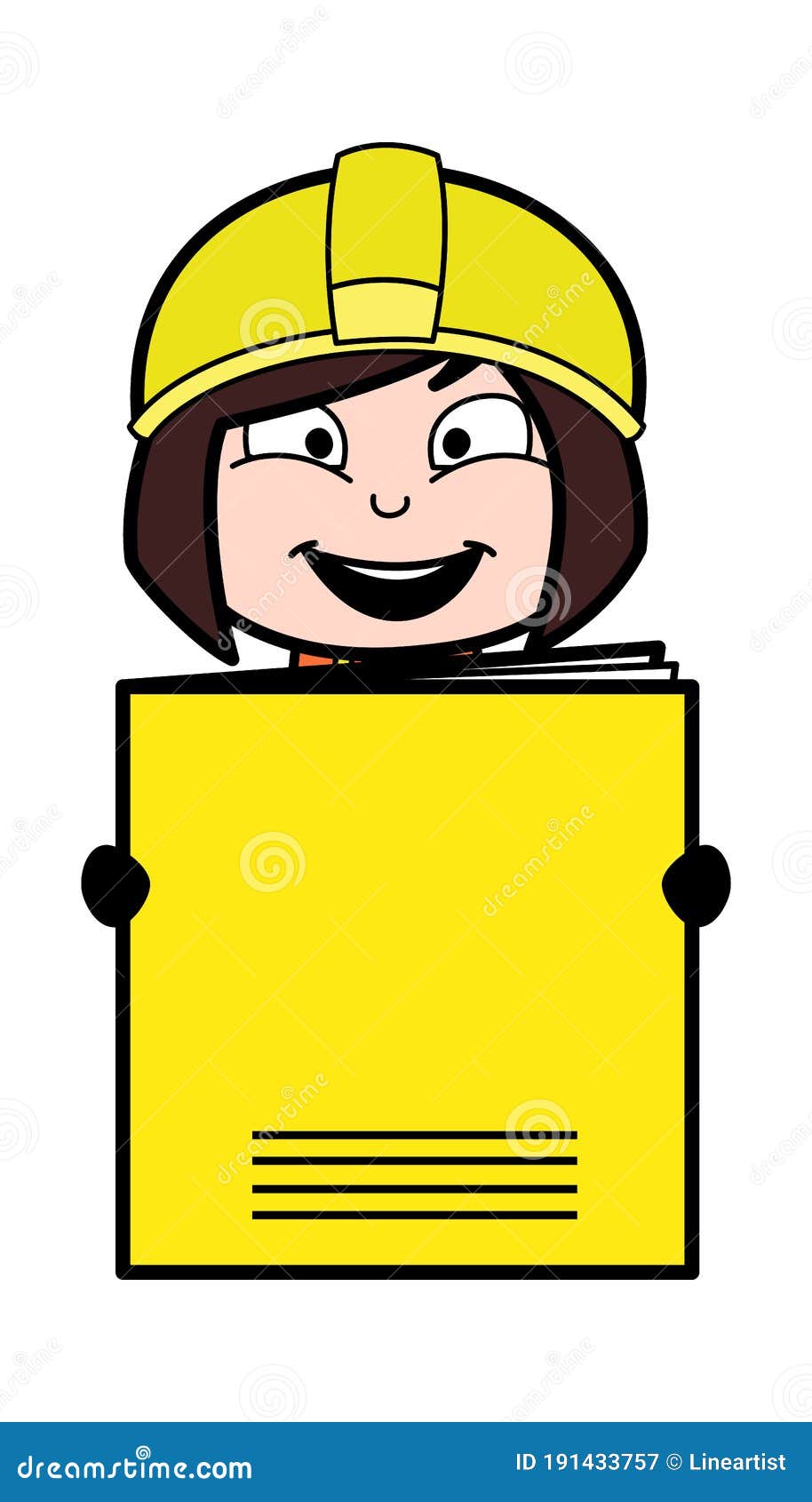 Cartoon Lady Engineer Holding a Paper Banner Stock Illustration ...