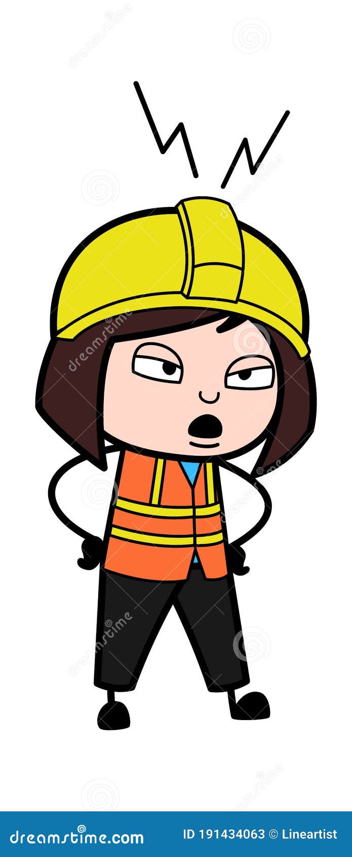 Cartoon Lady Engineer Listening Stock Illustration - Illustration of ...