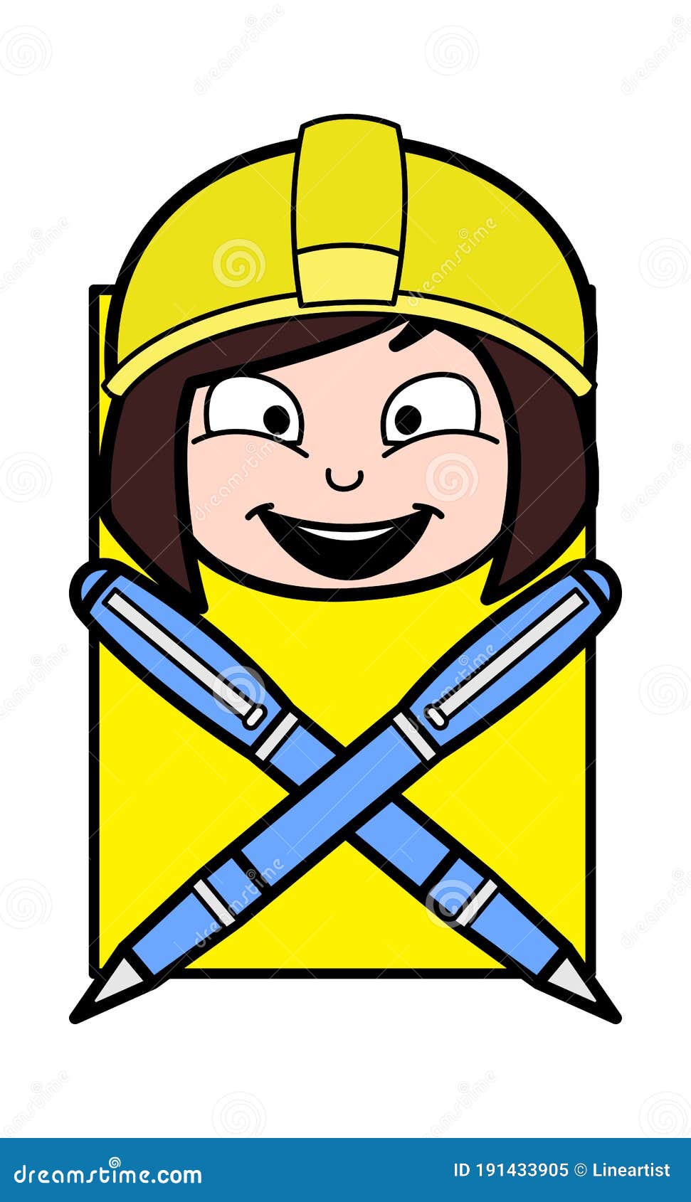 Lady Engineer Expressionless Face Cartoon Stock Illustration ...