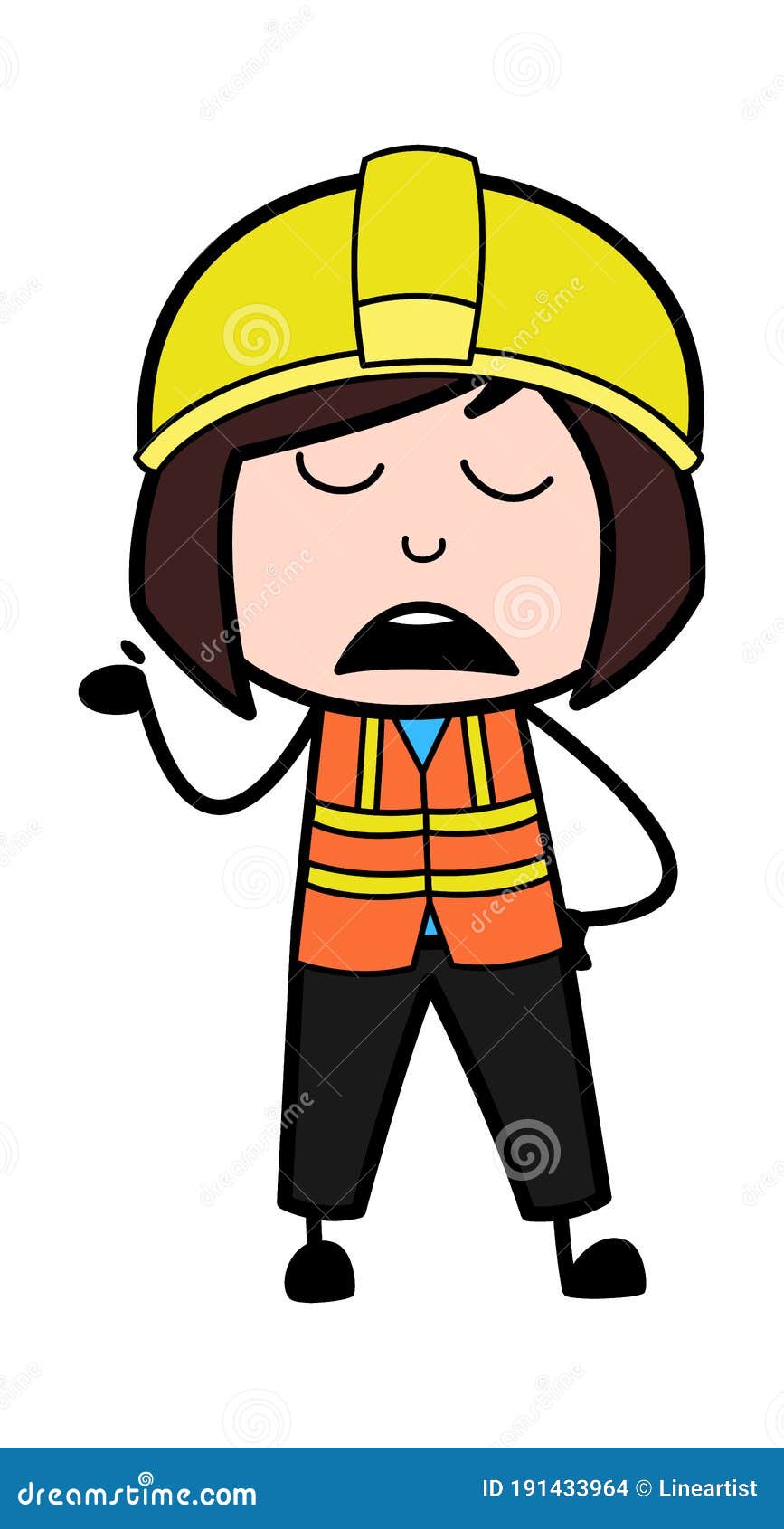 Cartoon Lady Engineer Pensive Stock Illustration - Illustration of lady ...
