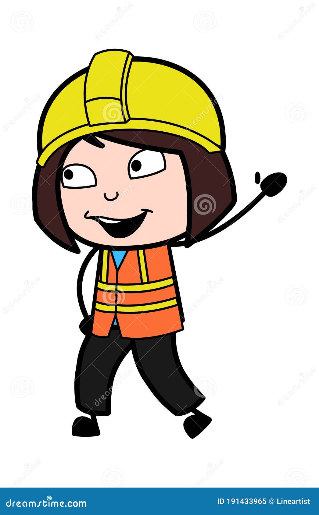 Cartoon Lady Engineer Saying Hello Stock Illustration - Illustration of ...