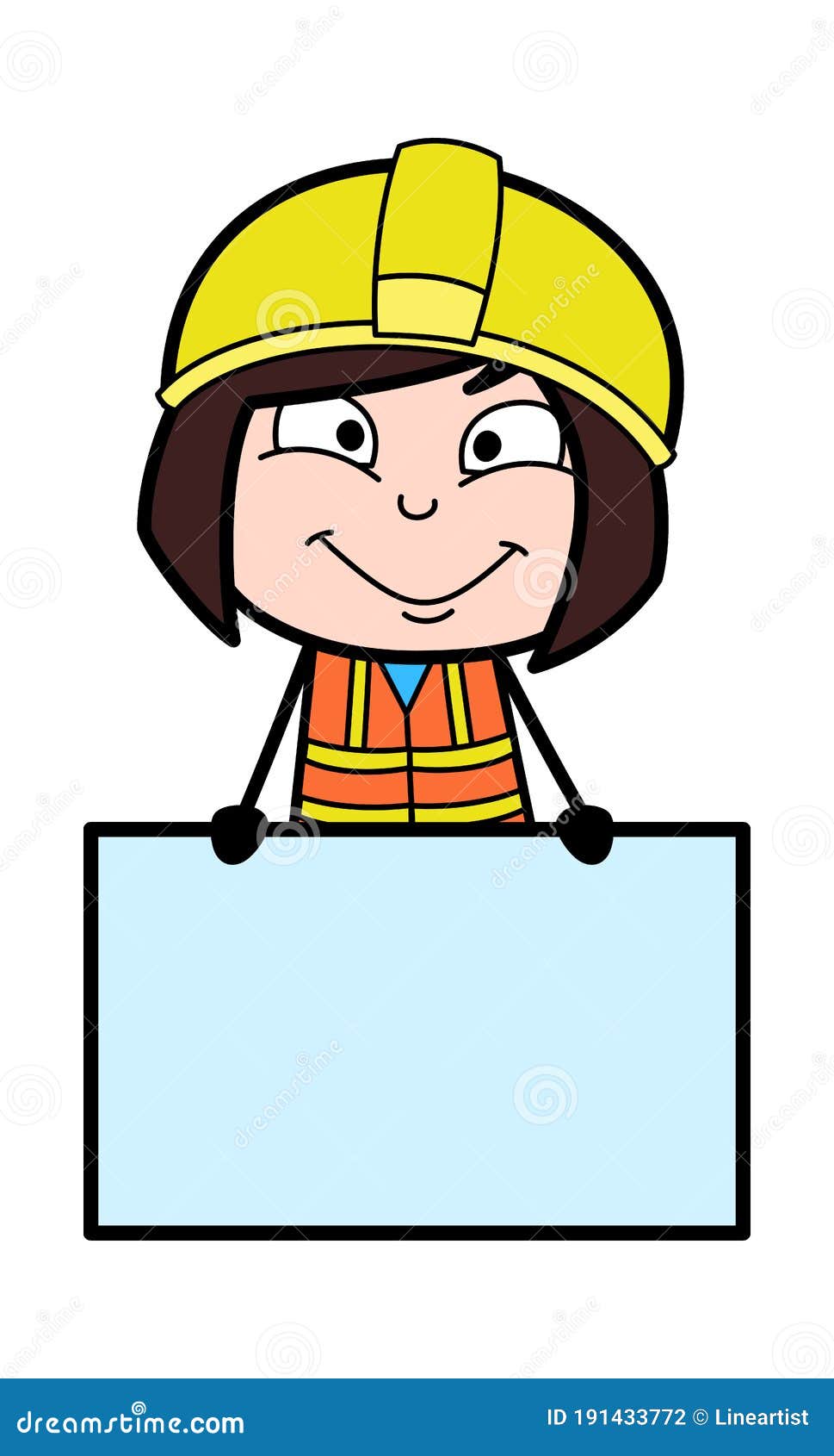 Cartoon Lady Engineer Showing Blank Board Stock Illustration ...