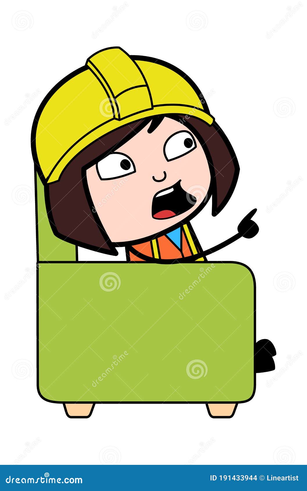 Cartoon Lady Engineer Sitting on Sofa Stock Illustration - Illustration ...