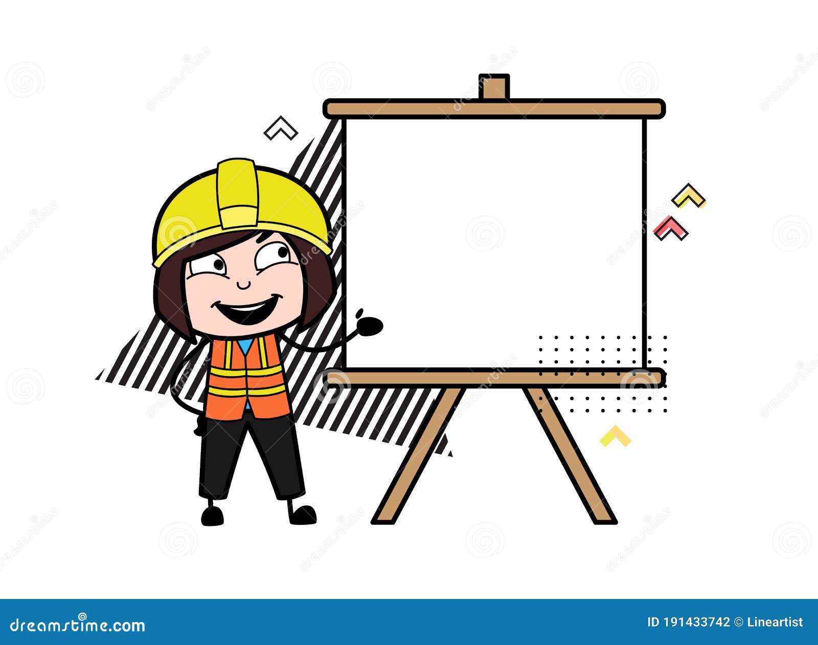 Cartoon Lady Engineer with Slide Board Stock Illustration ...