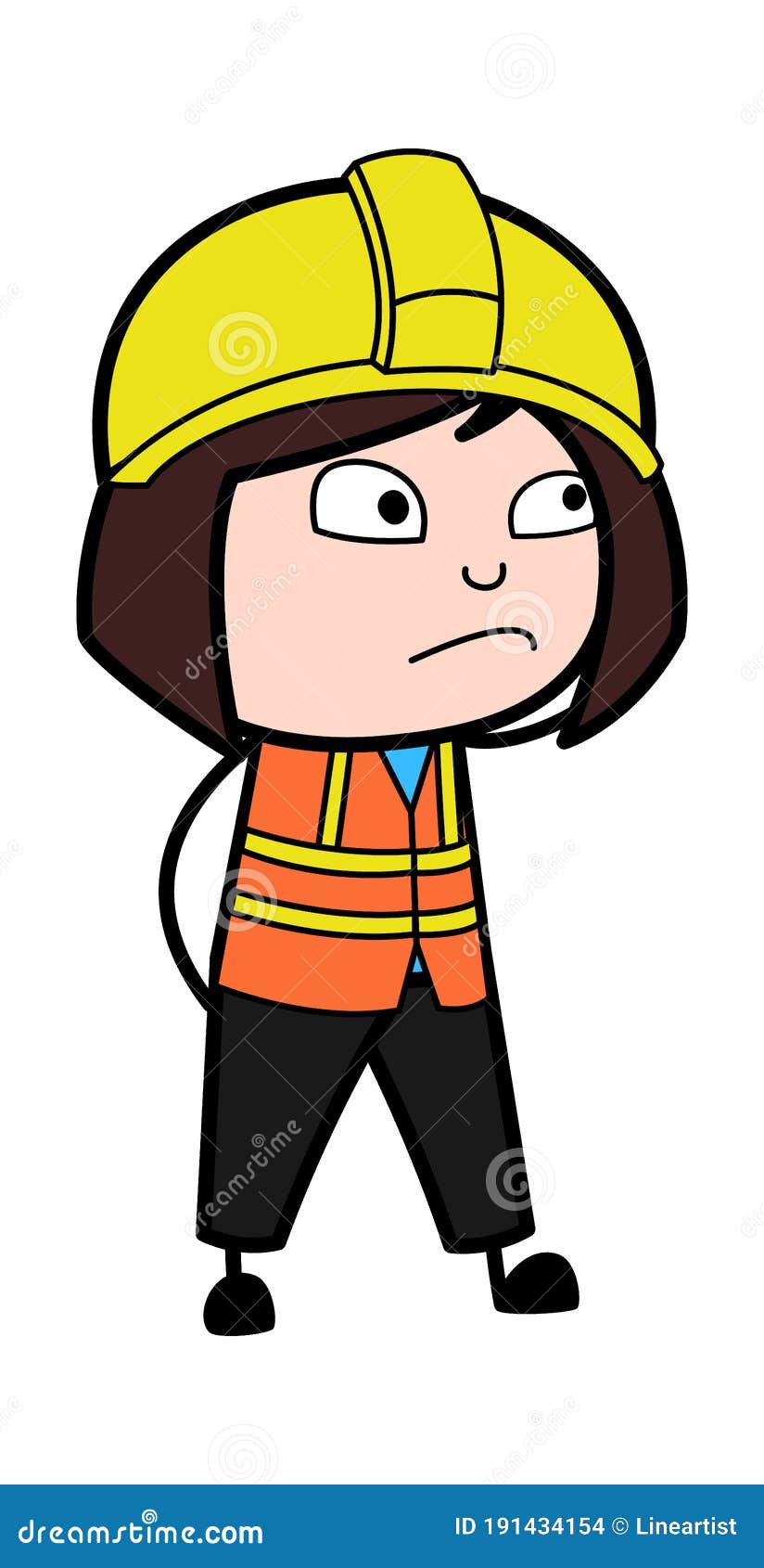 Cartoon Lady Engineer Thinking in Confusion Stock Illustration ...