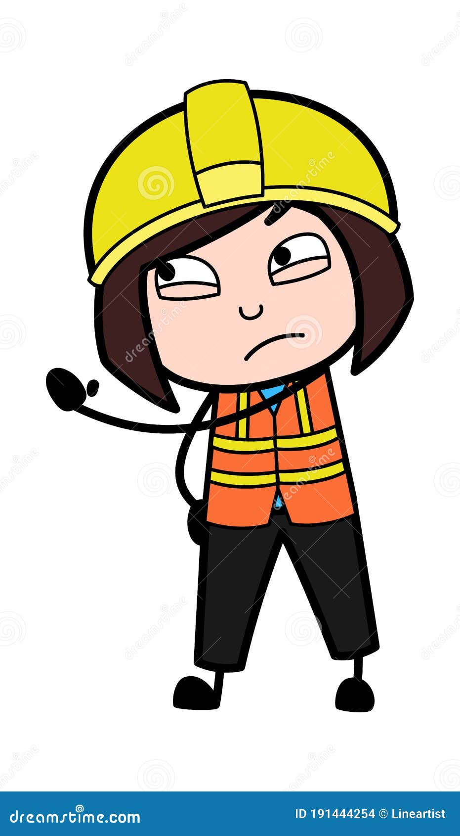 Lady Engineer Expressionless Face Cartoon Stock Illustration ...