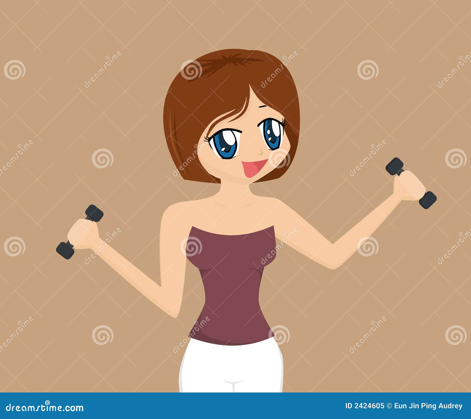 Cartoon Lady Exercising stock vector. Illustration of raster - 2424605