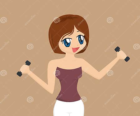 Cartoon Lady Exercising stock vector. Illustration of raster - 2424605