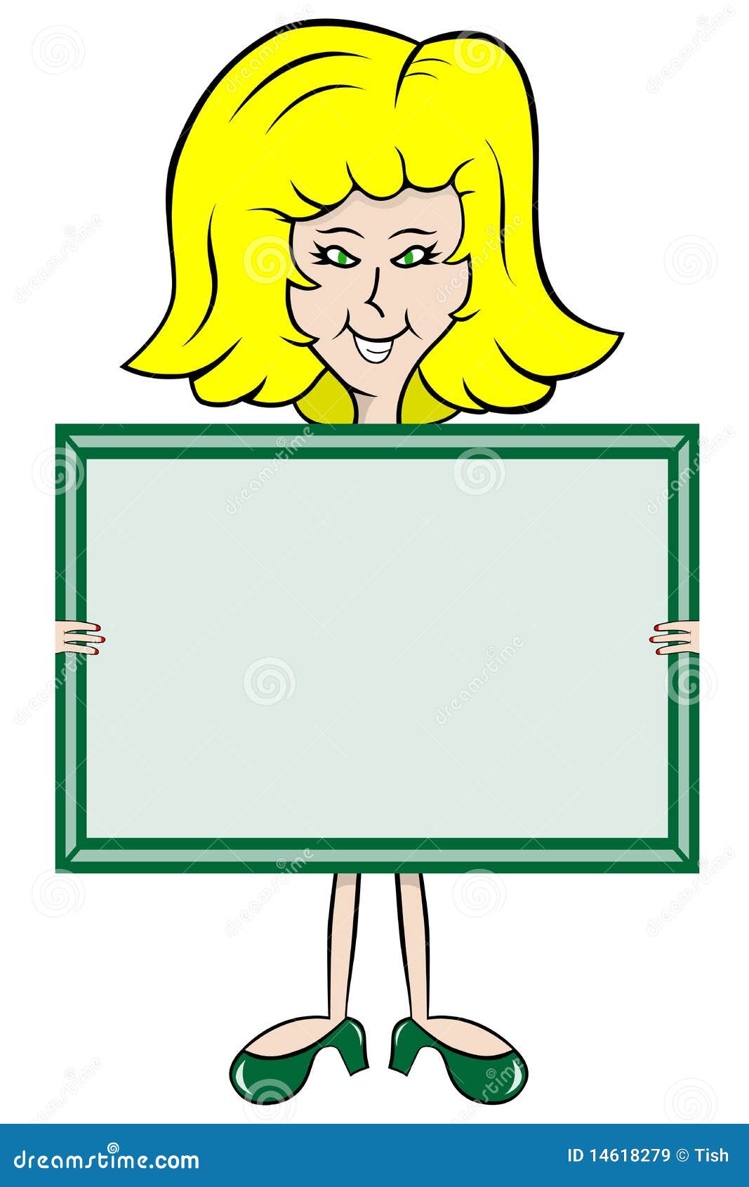 Cartoon Lady Holding Message Board Stock Vector - Illustration of humor ...