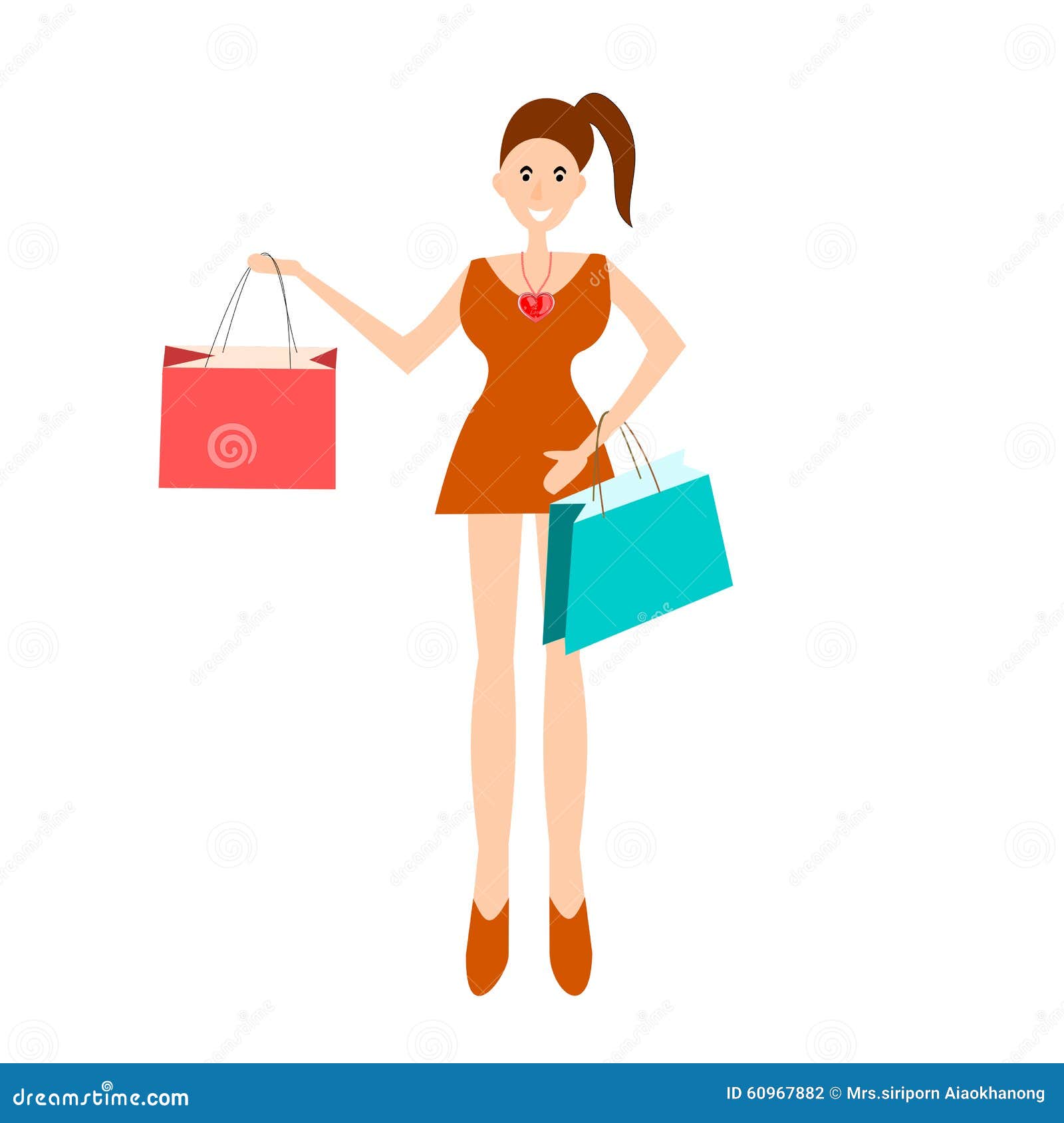 Cartoon Lady Shopping stock vector. Illustration of woman - 60967882