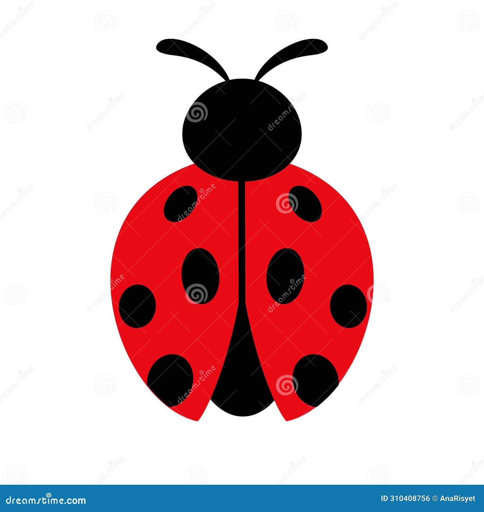 Cartoon Ladybug Flat Design Icon Stock Vector - Illustration of cute ...