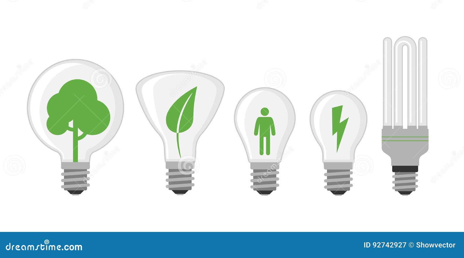 Cartoon Lamp Light Bulb Design Flat Vector Illustration Electric Green ...