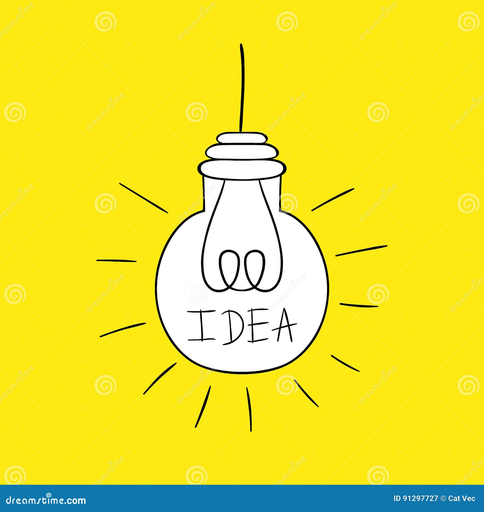 Cartoon Lamp Light Bulb Design Flat Vector Illustration Electric Idea ...