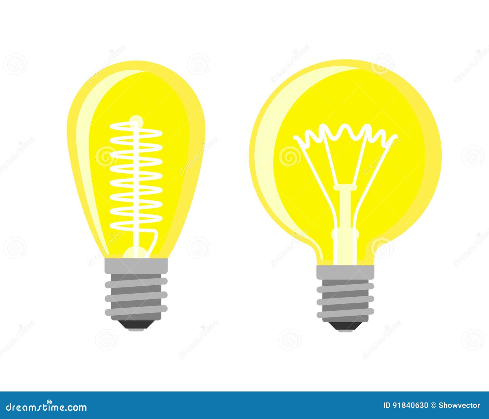 Cartoon Lamp Light Bulb Design Flat Vector Illustration Electric Idea ...