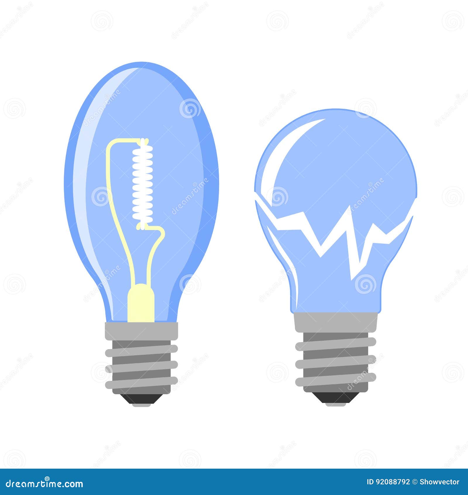 Cartoon Lamp Light Bulb Design Flat Vector Illustration Electric Idea ...
