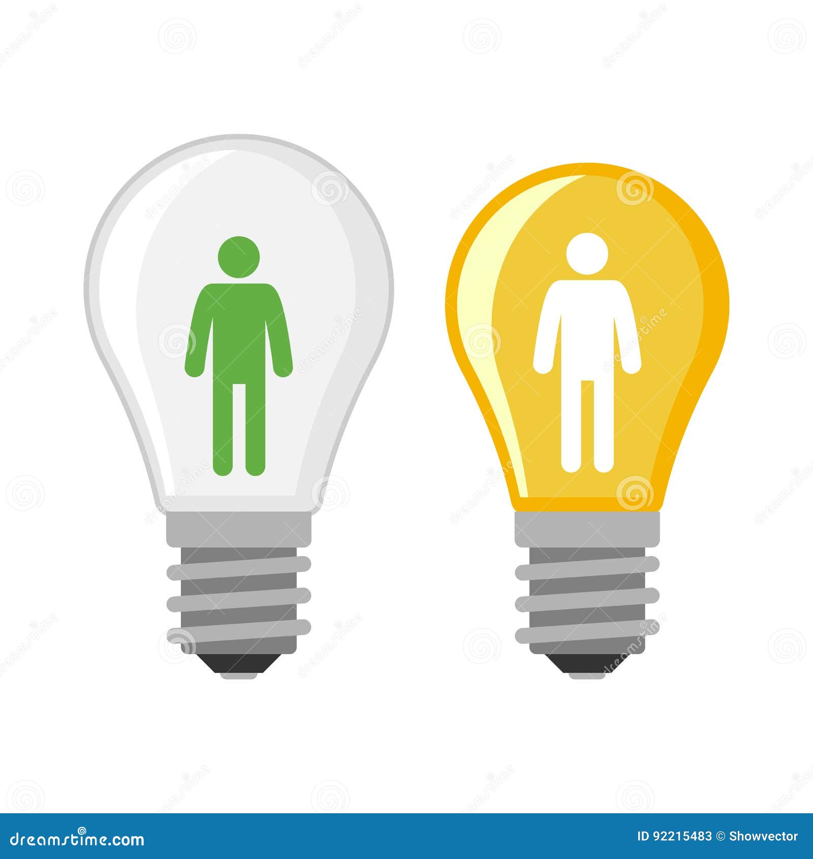 Cartoon Lamp Light Bulb Design Flat Vector Illustration Electric Idea ...