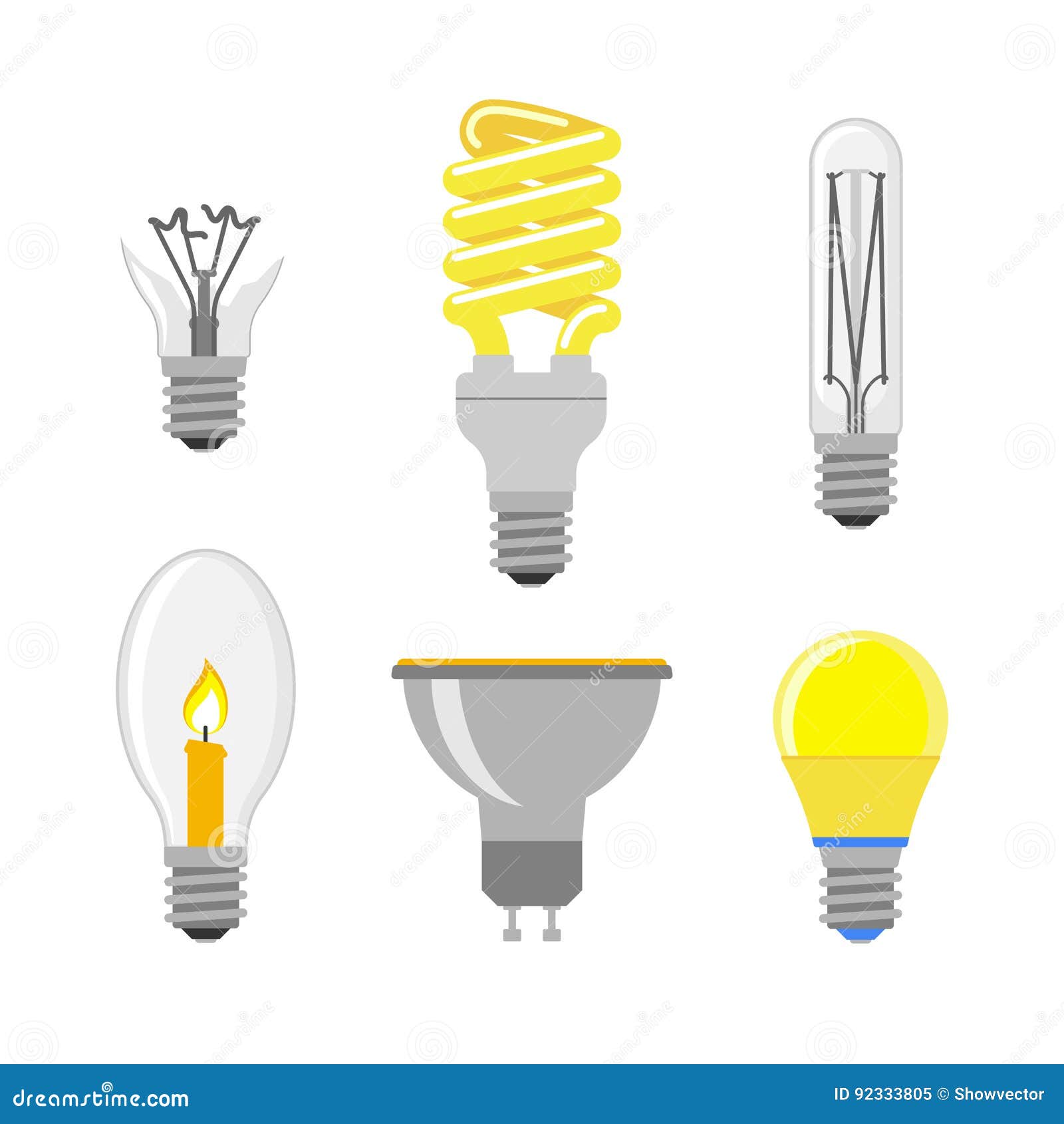 Cartoon Lamp Light Bulb Design Flat Vector Illustration Electric Idea ...